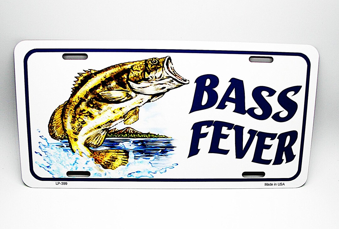 BASS FISH FISHING Metal Car Novelty License Plate Auto Tag. Watersports ...