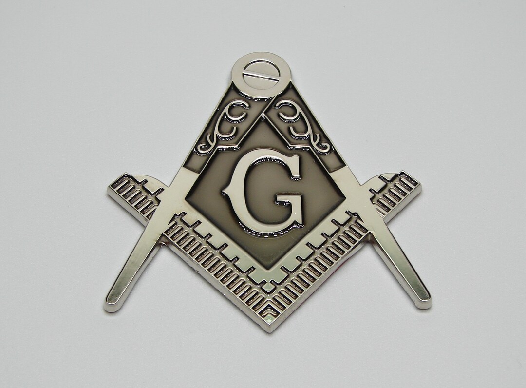 MASON FREEMASON MASONIC Logo Heavy Duty Zinc Alloy Silver Black 3D Car ...