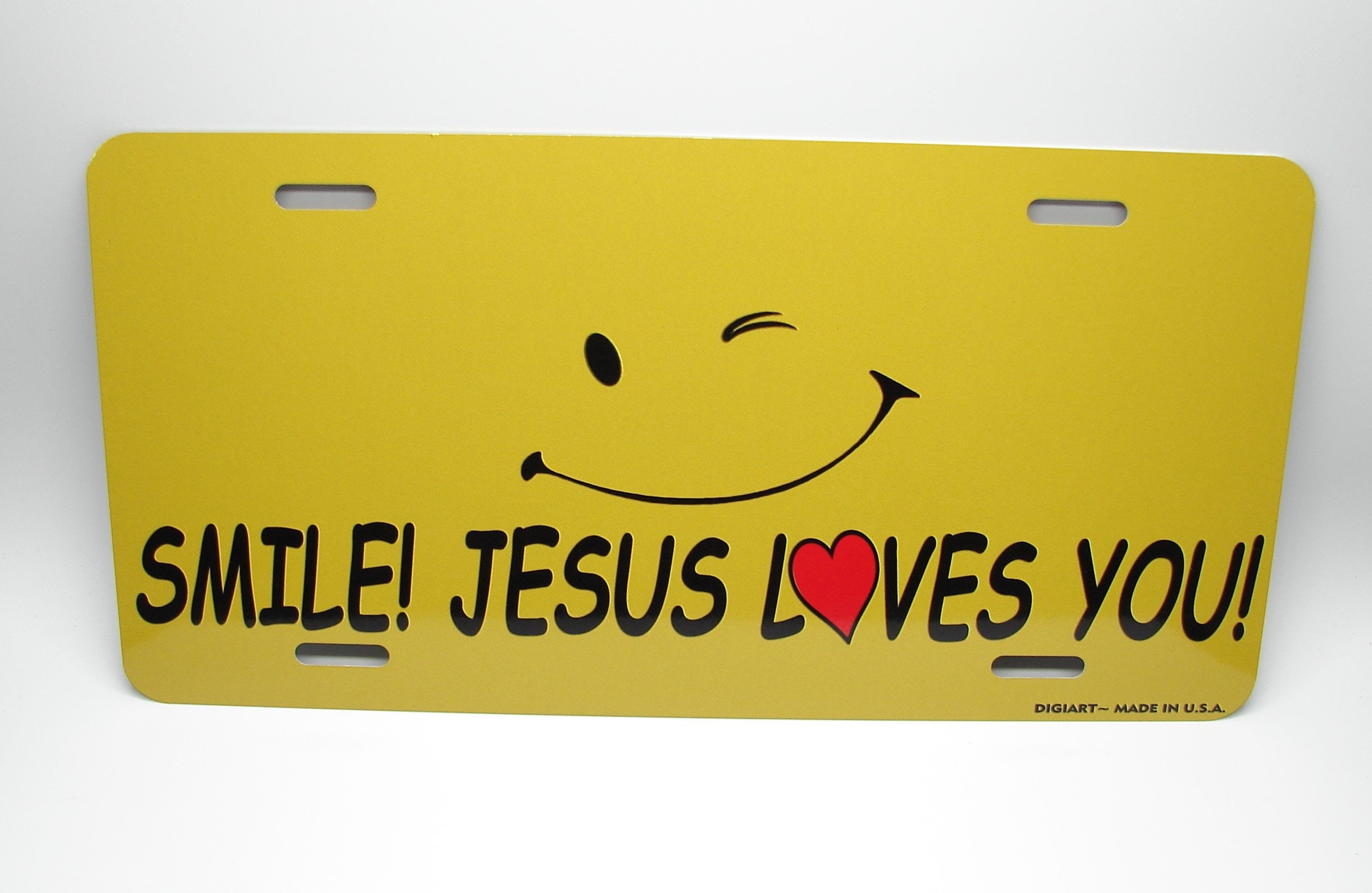 SMILEY EMOJI Happy Face Smile JESUS Loves You Metal Car - Etsy