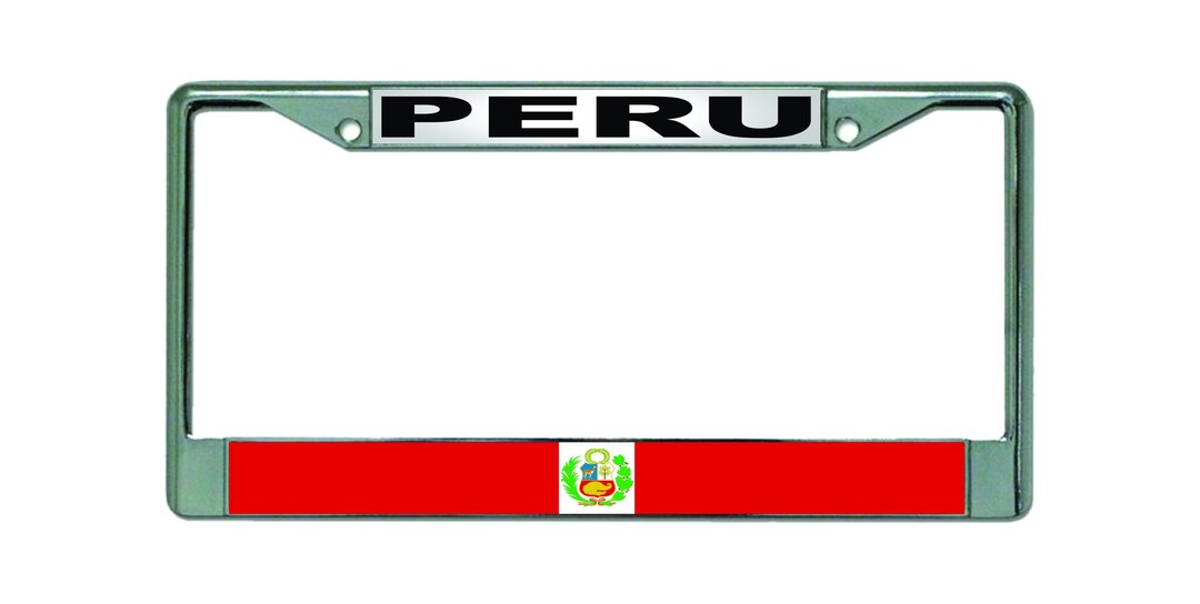 PERU PERUVIAN FLAG Chrome Metal Car License Plate Frame - Etsy