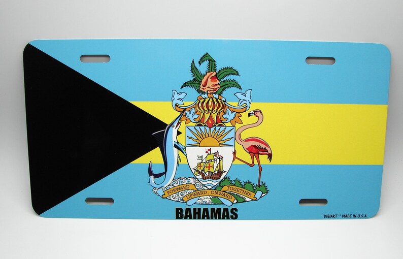 BAHAMAS Flag With Coat of Arms Metal Car License Plate Auto - Etsy