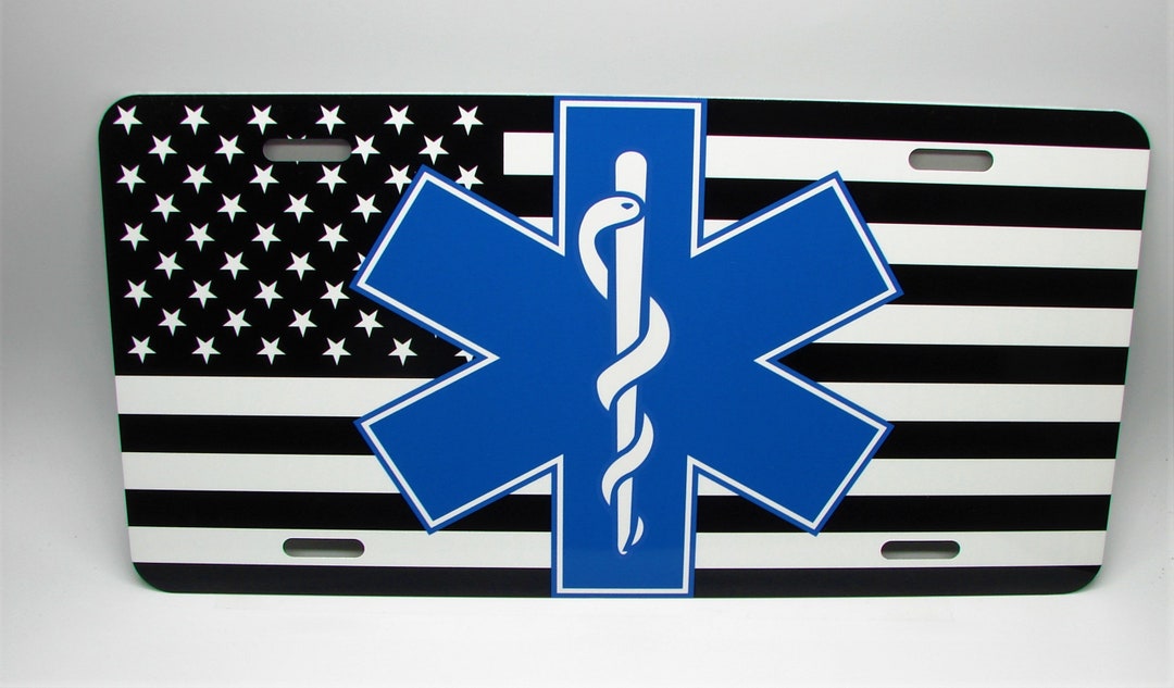 EMT EMS LOGO American Tactical Flag Metal Car License Plate - Etsy
