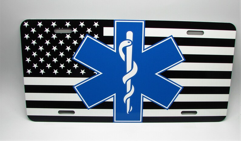 EMT EMS LOGO American Tactical Flag Metal Car License Plate - Etsy