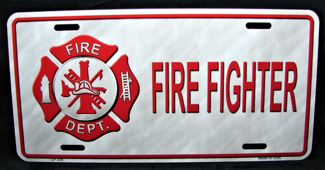 FIREFIGHTER FIRE RESCUE Fire Department Metal Car License - Etsy