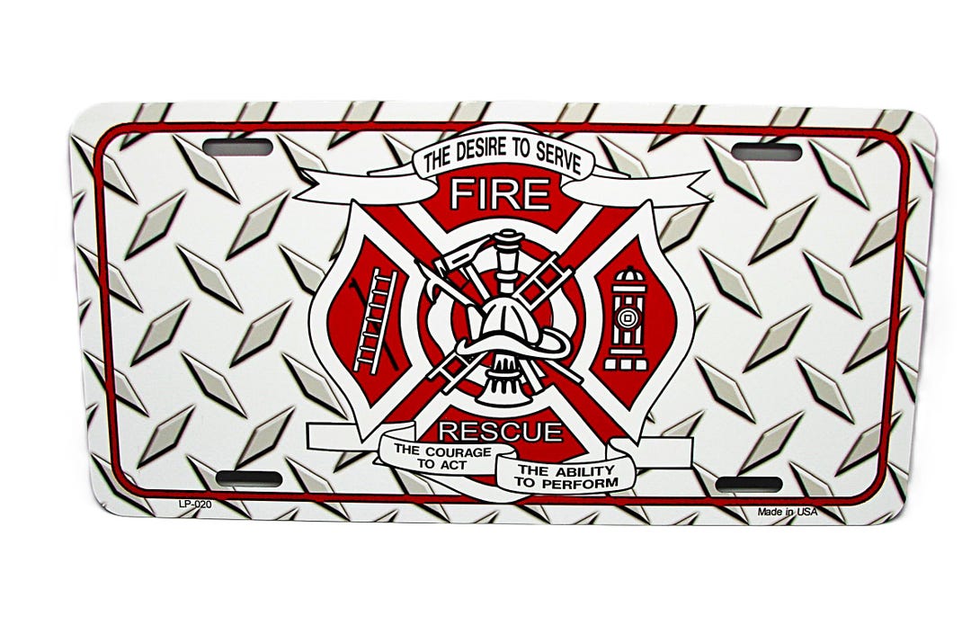 FIREFIGHTER, FIRE RESCUE, Fire Department Metal Car Novelty License ...