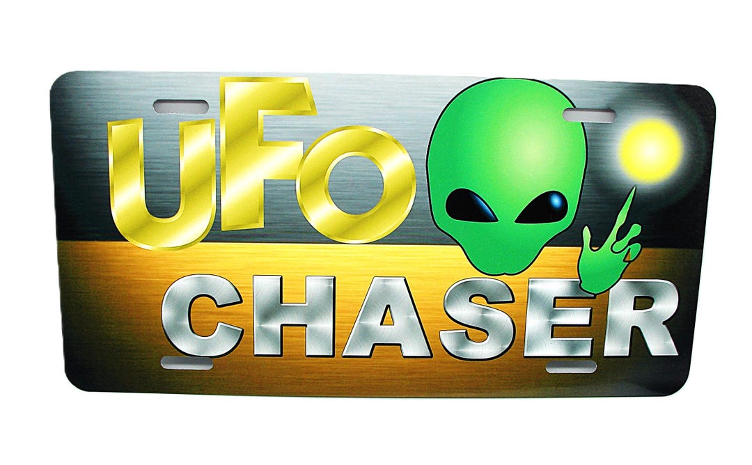 ALIENS UFO CHASER Metal Car Novelty License Plate Auto Tag. Area 51 ...