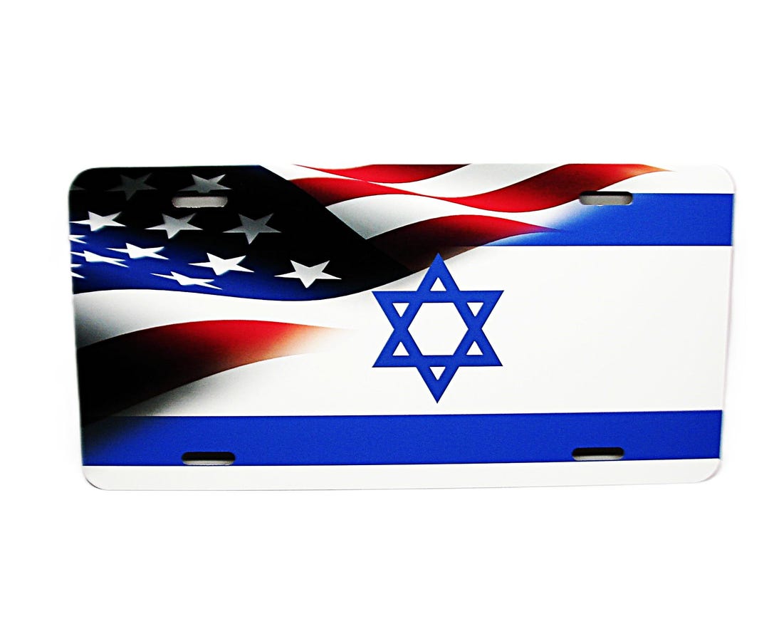 ISRAEL ISRAELI FLAG Star of David American Flag Metal Novelty Car ...