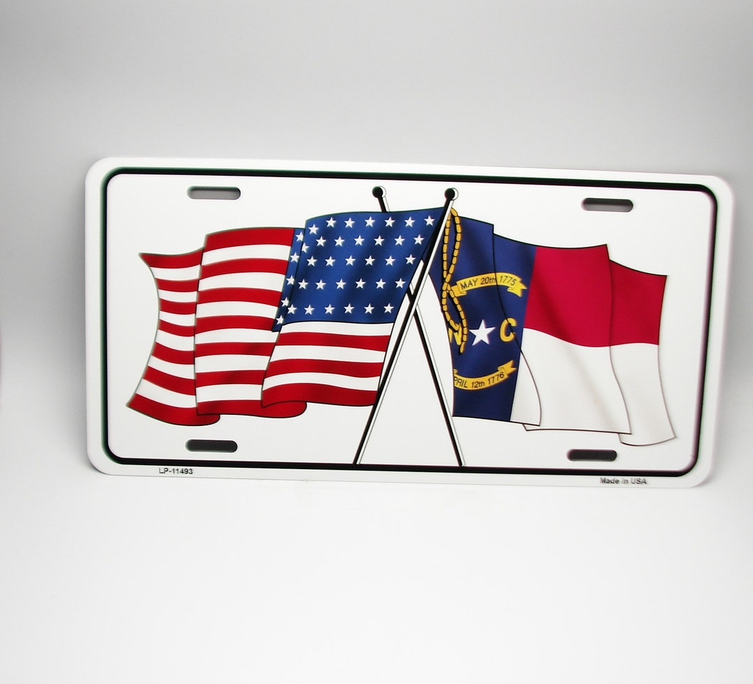 NORTH CAROLINA STATE Waving Flag American Flag Metal Car Novelty ...