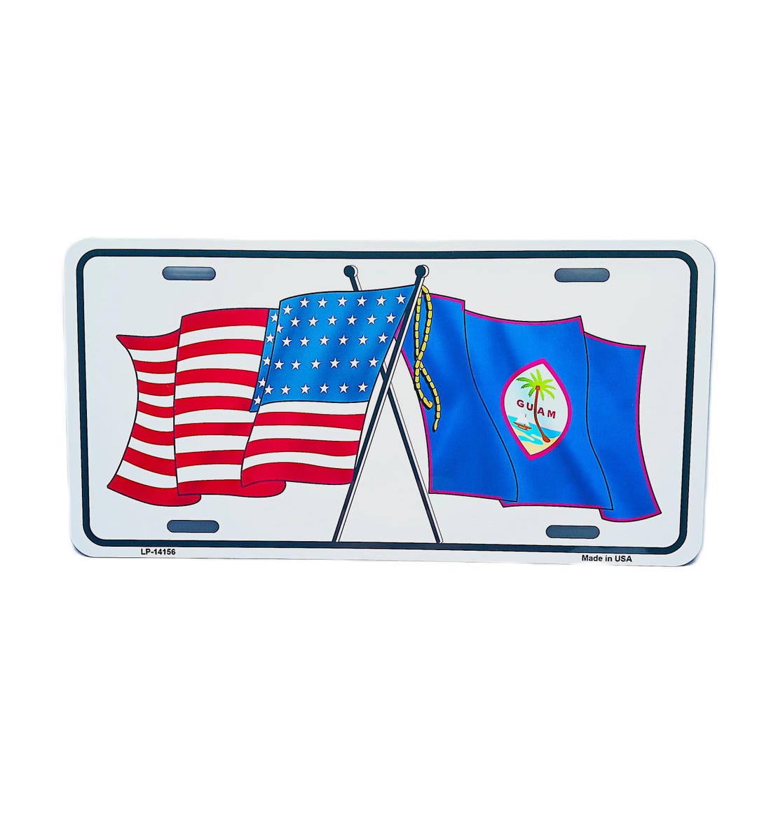 GUAM FLAG and American Waving Flag Metal Car Novelty License Plate Auto ...