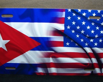 CUBA Cuban AMERICAN Waving FLAG Metal Car License Plate Auto | Etsy