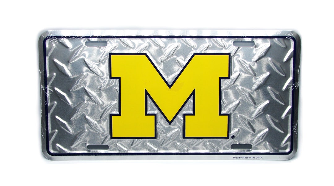 UNIVERSITY of MICHIGAN Wolverines 3D EMBOSSED Metal Car Novelty License ...
