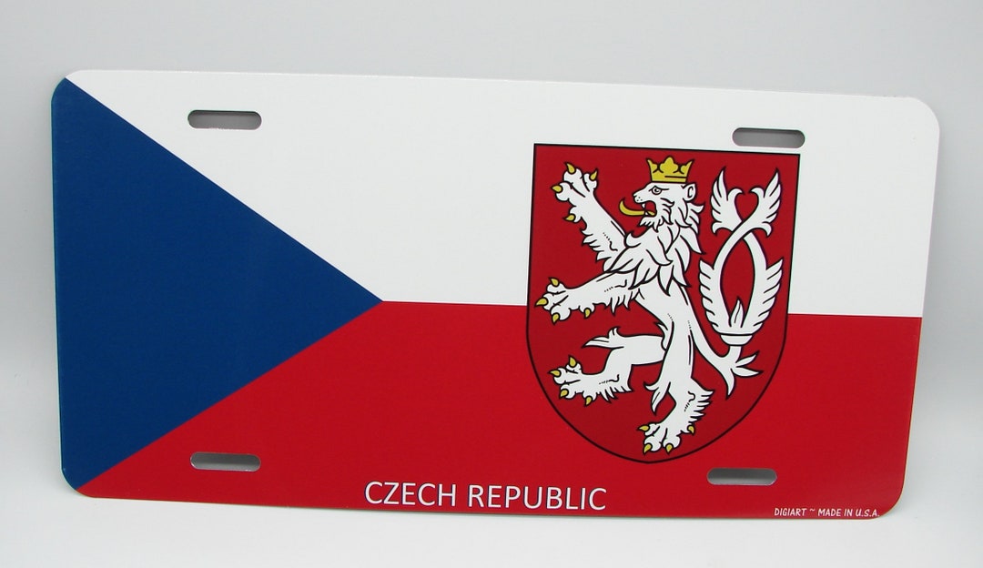 CZECH REPUBLIC FLAG and Coat of Arms Metal Car Novelty License Plate ...