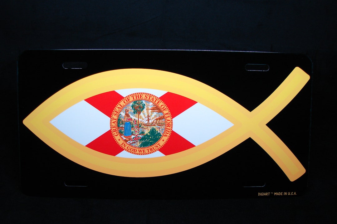 JESUS FISH FLORIDA State Flag Metal Car Novelty License Plate Auto Tag ...