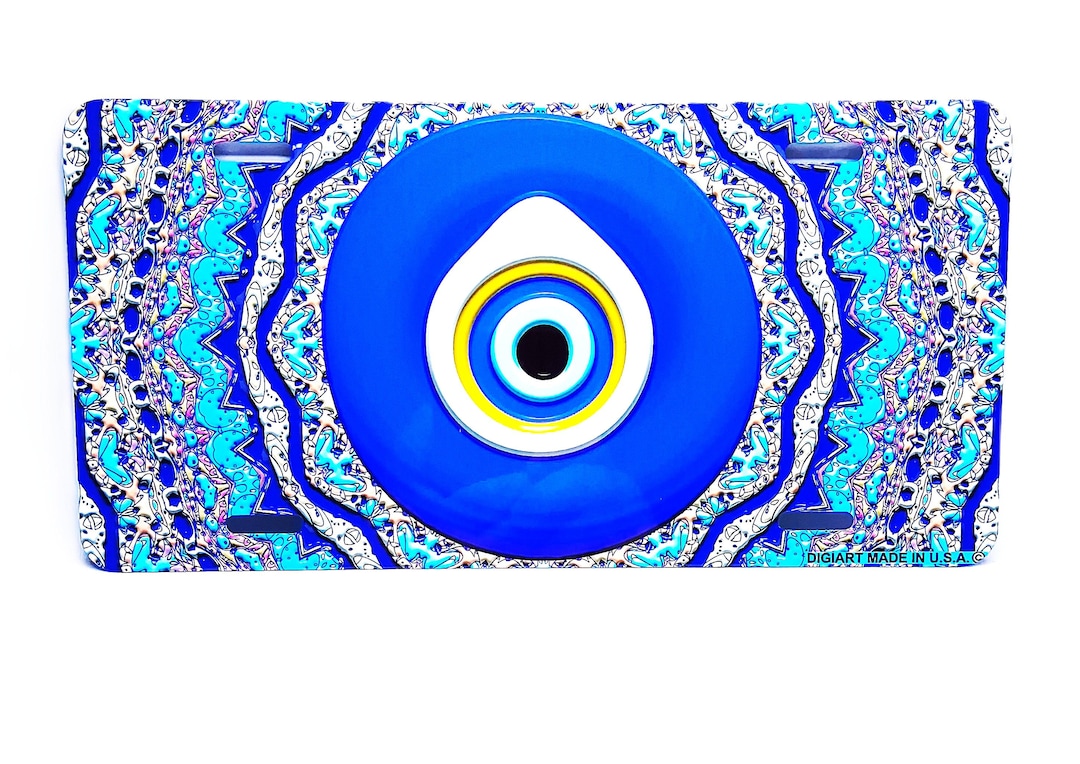 EVIL EYE Metal Car Novelty License Plate Auto Tag. NAZAR Charm, Mal De ...