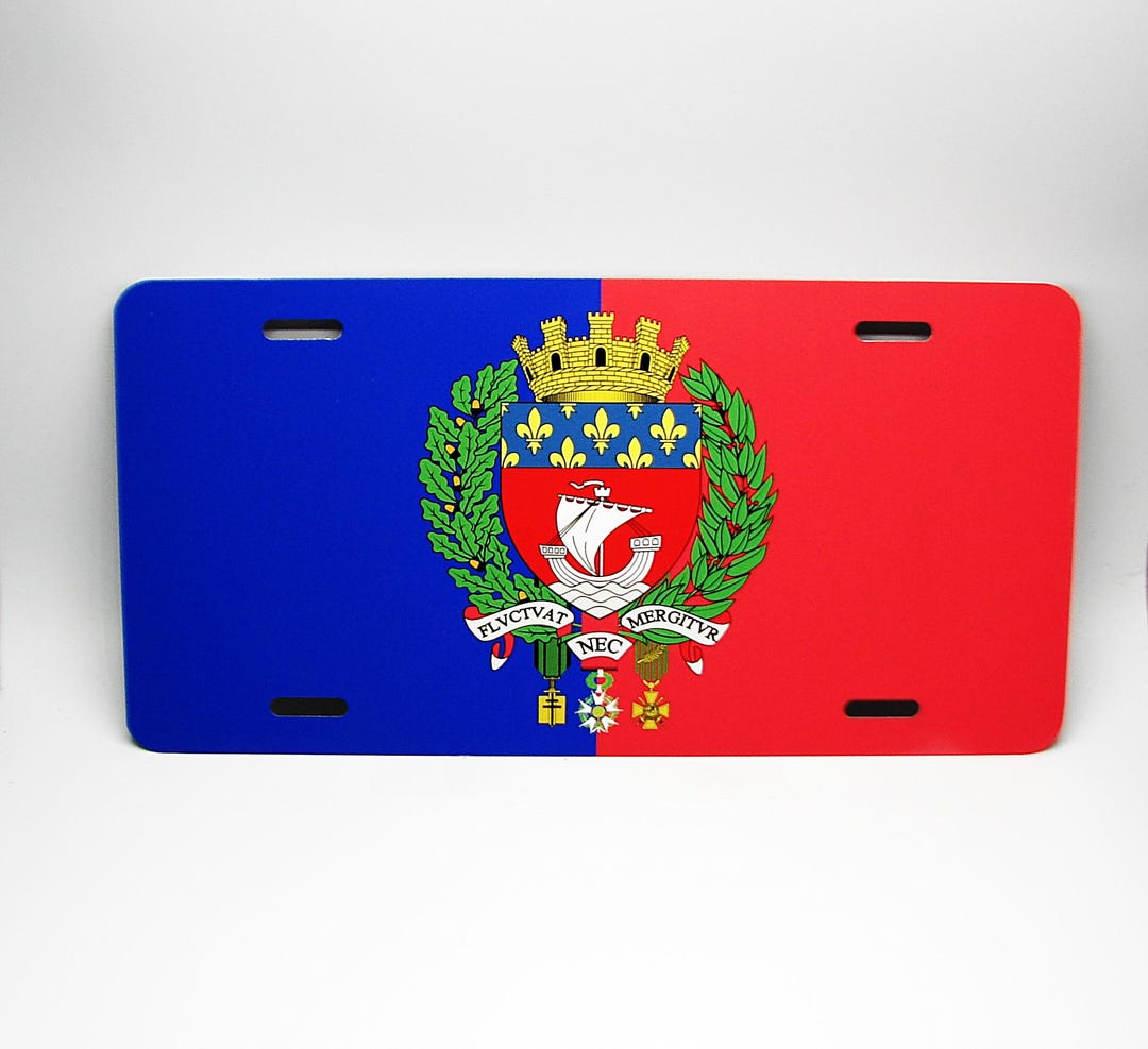 FRENCH FRANCE Parisian PARIS Flag Coat of Arms Metal Car Novelty ...