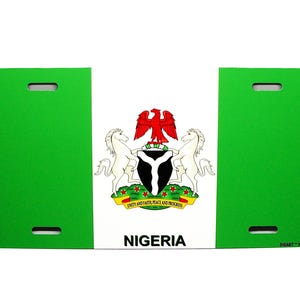 NIGERIA NIGERIAN FLAG With Coat of Arms Metal Car Novelty License Plate ...