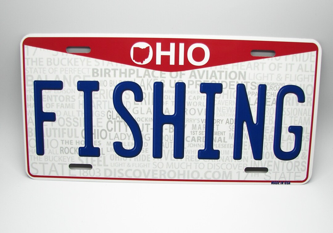OHIO State FISHING Metal Car Novelty License Plate Auto Tag. OHIO State ...