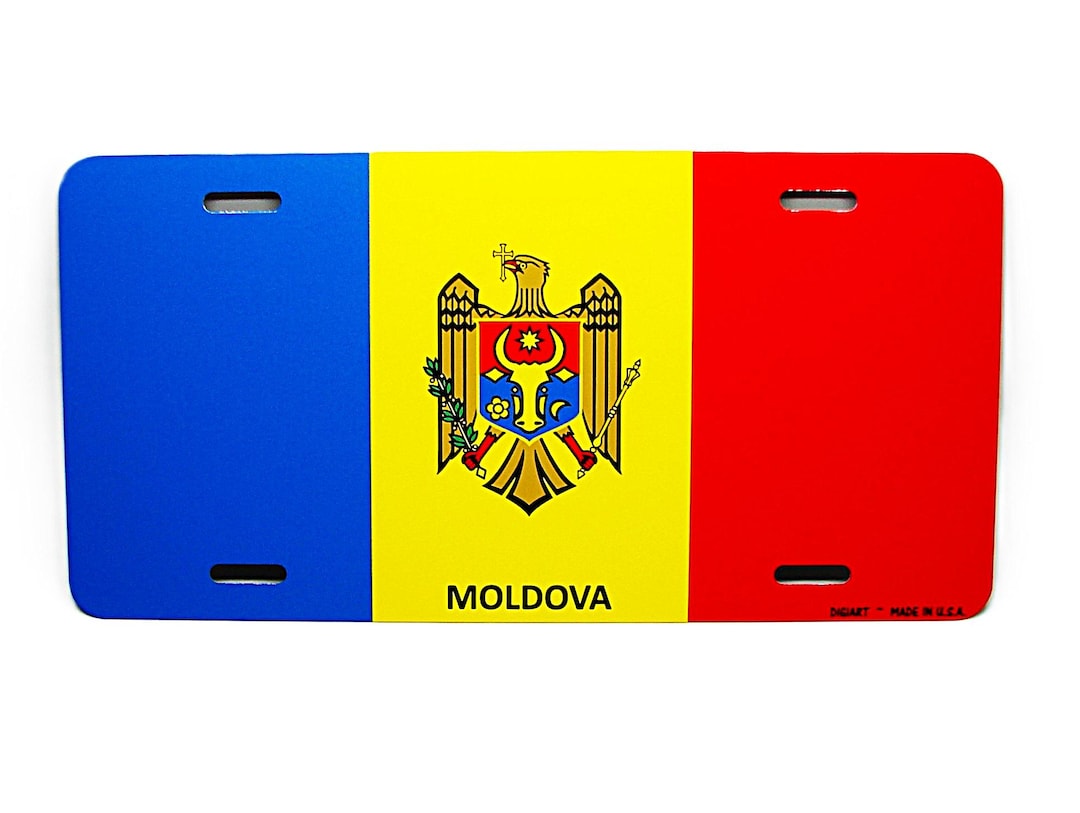 MOLDOVA MOLDOVAN MOLDOVIA Flag Drapelul Moldovei Metal Car License ...
