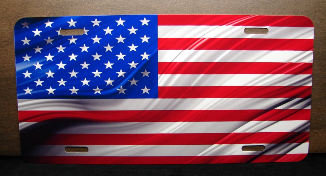 AMERICAN FLAG Metal Car License Plate Auto Tag. USA Flag, U.S. Flag - Etsy