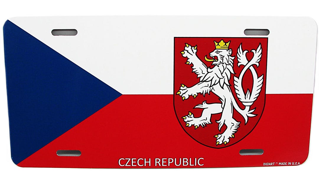 CZECH REPUBLIC FLAG and Coat of Arms Metal Car Novelty License Plate ...