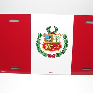 PERU FLAG Metal Car License Plate Auto Tag. Peruvian Flag Car License ...