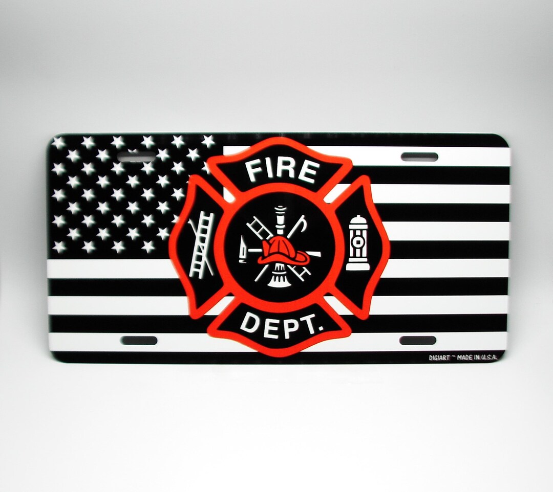 FIREFIGHTER, FIRE RESCUE, Fire Department Metal Car Novelty License ...