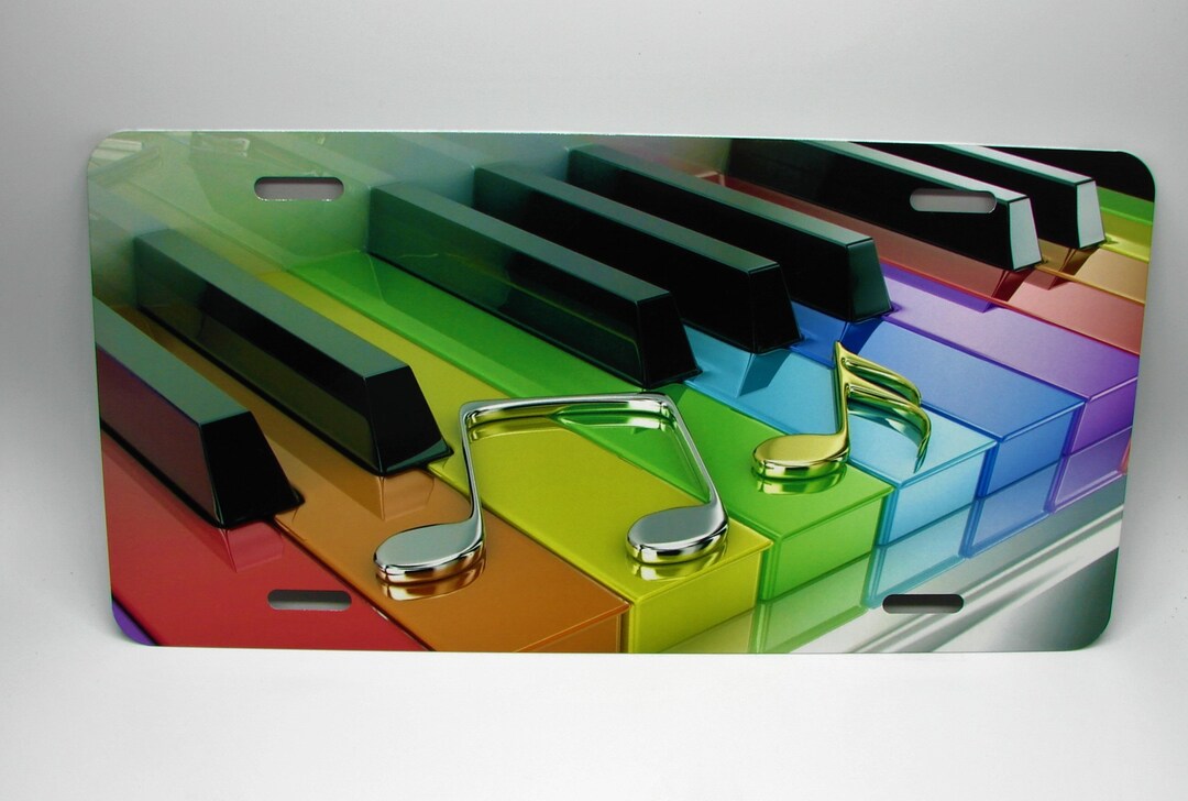 PIANO Keys MUSIC NOTES Metal Car License Plate Auto Tag. Musician ...