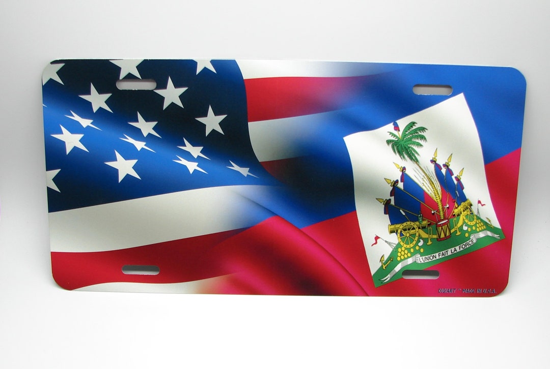 Haitian Flag Haiti Flag License Plate Haitian Creole Eagle Emblem 6x12 ...