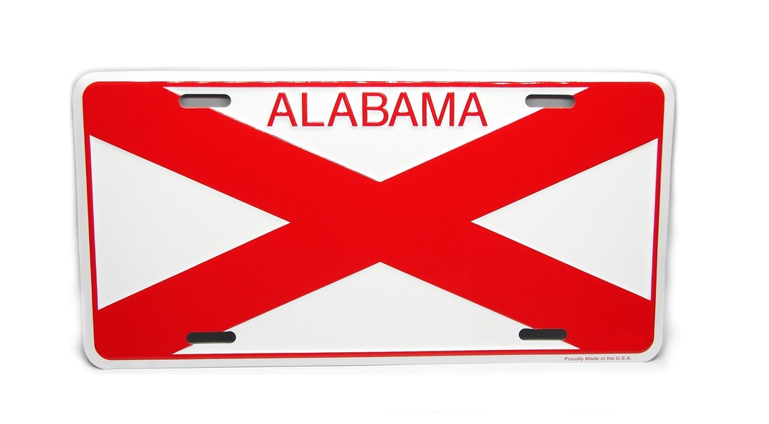 ALABAMA State Flag 3D EMBOSSED Metal Car NOVELTY License Plate Auto Tag ...