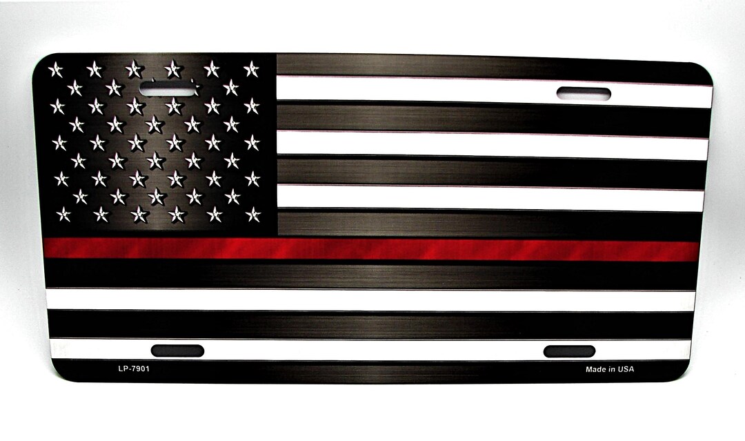 AMERICAN TACTICAL FLAG Thin Red Line Firefighters Metal Car Novelty ...