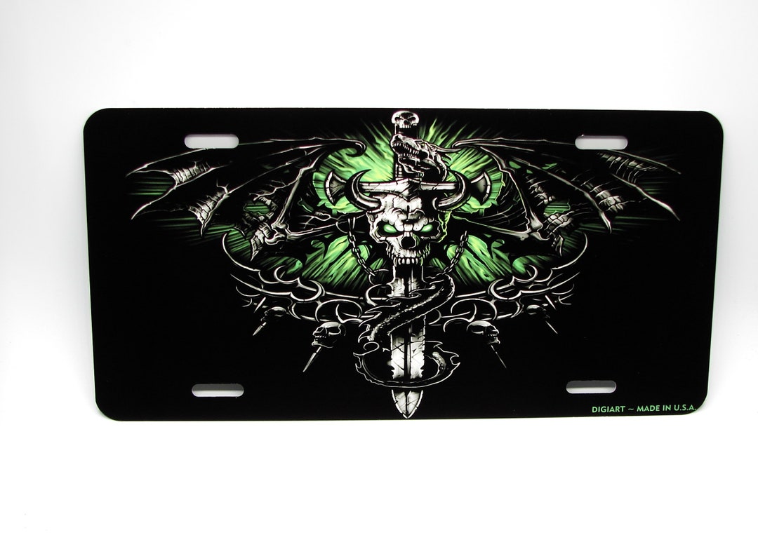 SKULL DRAGON Metal Car License Plate Auto Tag - Etsy