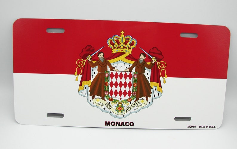 MONACO FLAG With Coat of Arms Metal Car License Plate Auto - Etsy