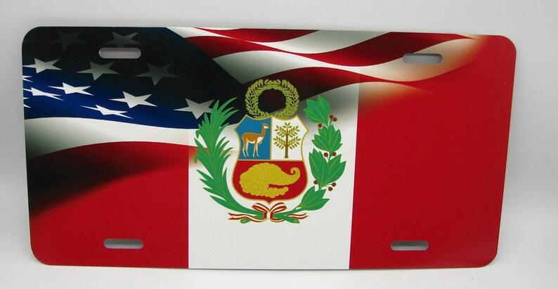 PERU FLAG AMERICAN Flag Metal Car License Plate Auto Tag. - Etsy