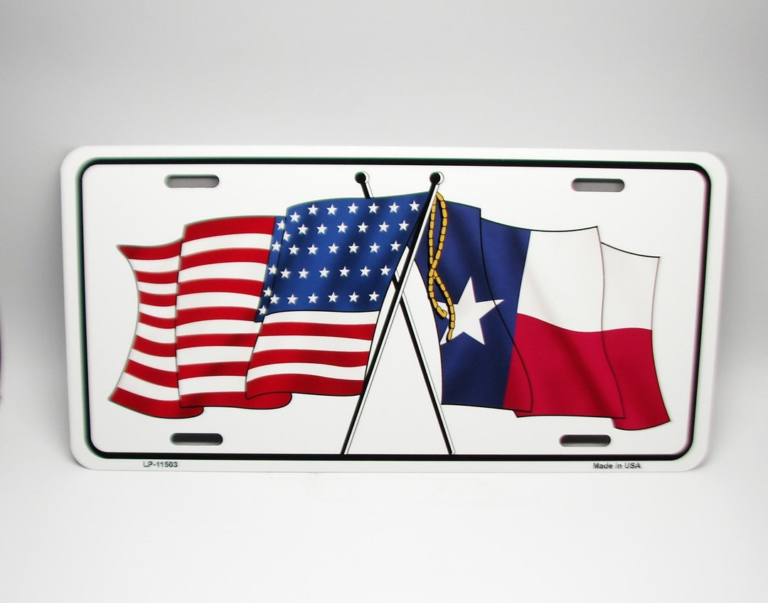 TEXAS STATE Waving FLAG American Flag Metal Car Novelty License Plate ...