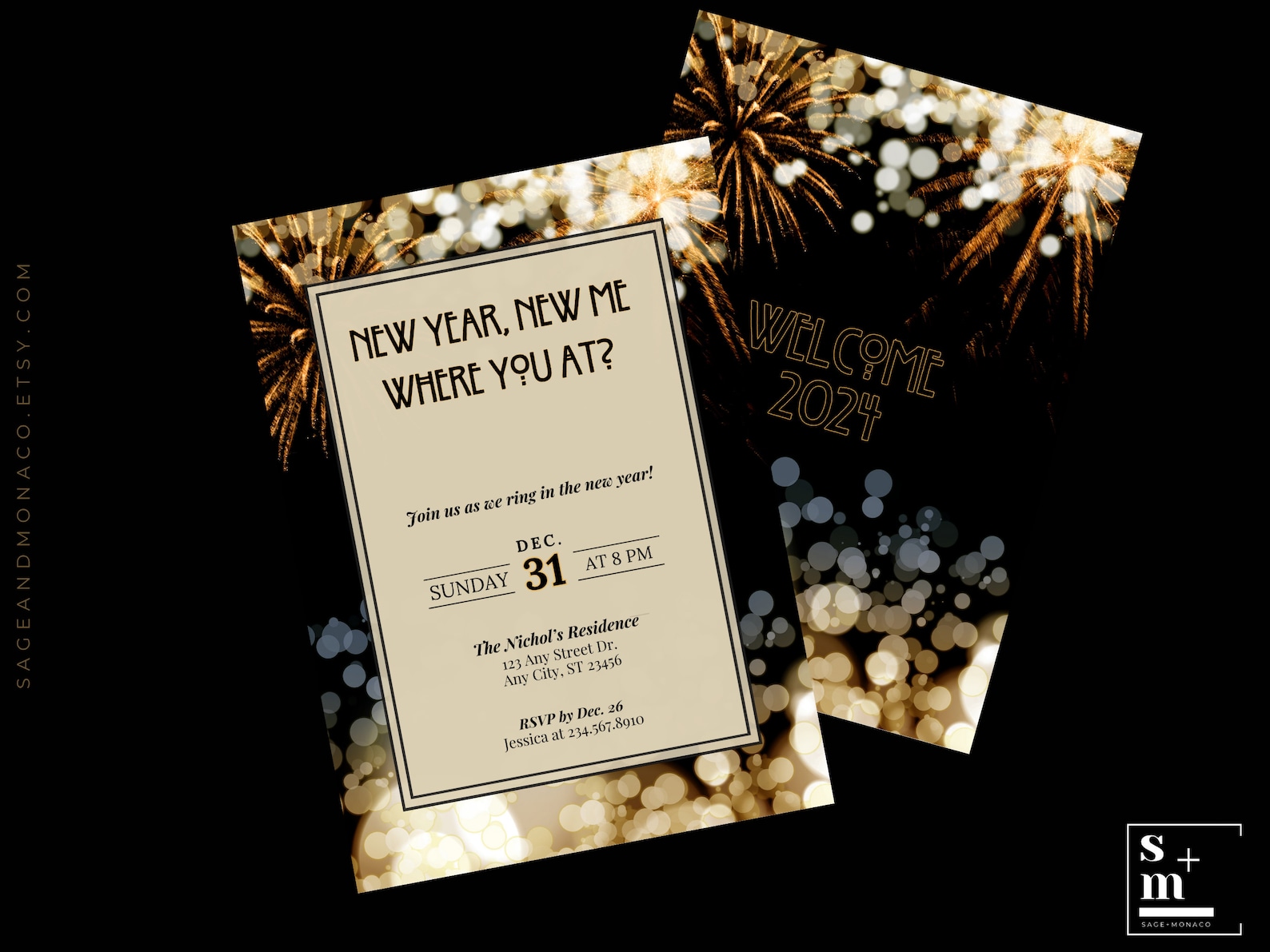 New Years Party Invitation, New Years Eve Party Invitation, New Years ...