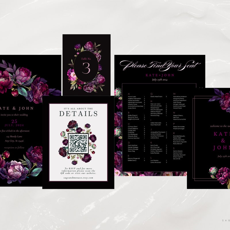 Dark Wedding Invitations - Etsy