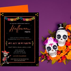 Editable Dia De Los Muertos Invitation, Halloween Party Invitation ...