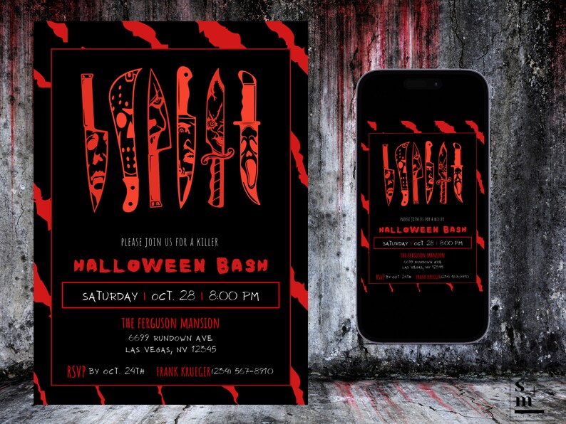 Killer Halloween Party Invitation, Halloween Invitation, Horror Party ...