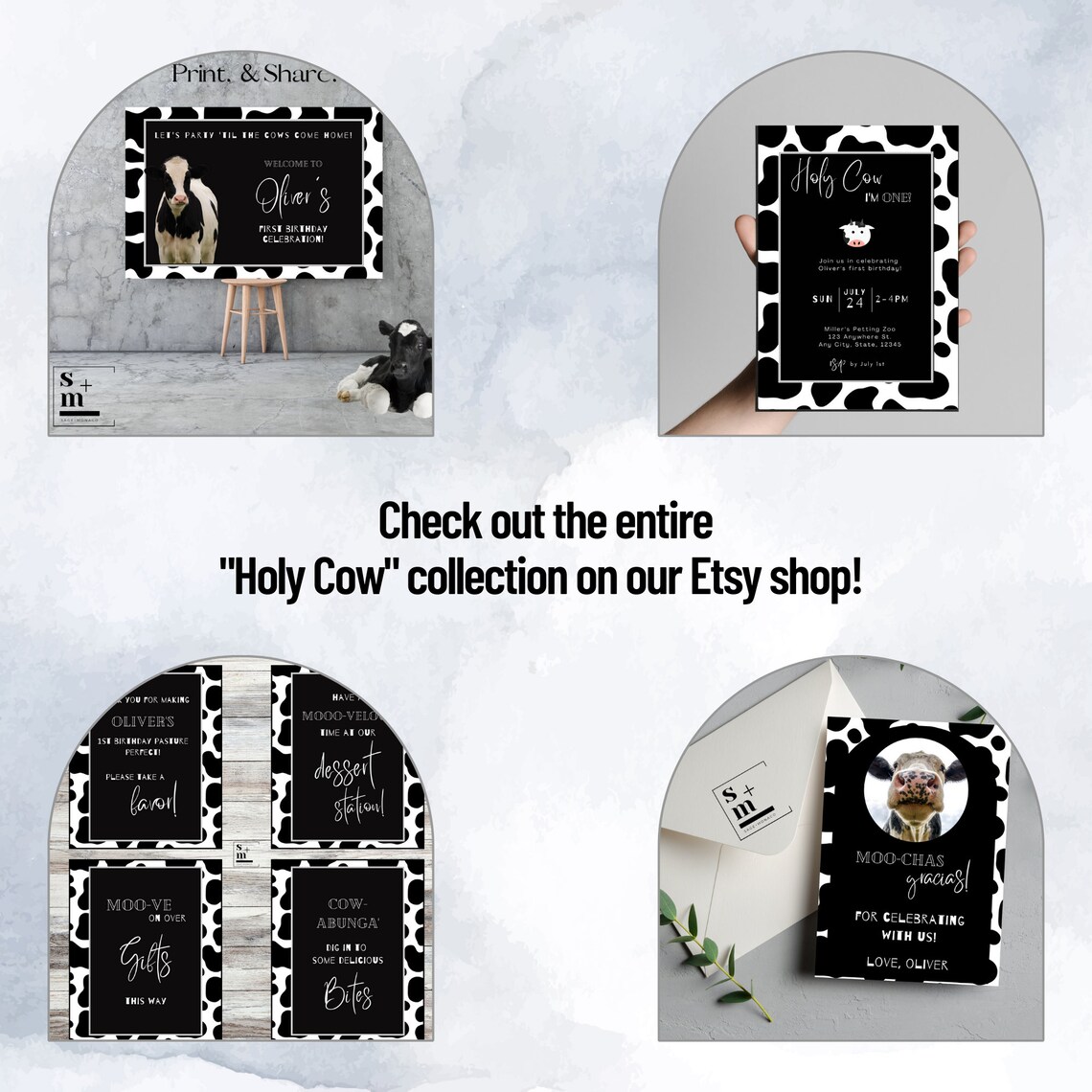 Cow Theme Thank You Card Template. Instant Download, EDITABLE, Moochas ...