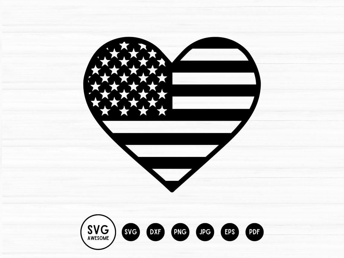 American Flag Heart SVG Instant Download, Vinyl & Craft Cutting File ...