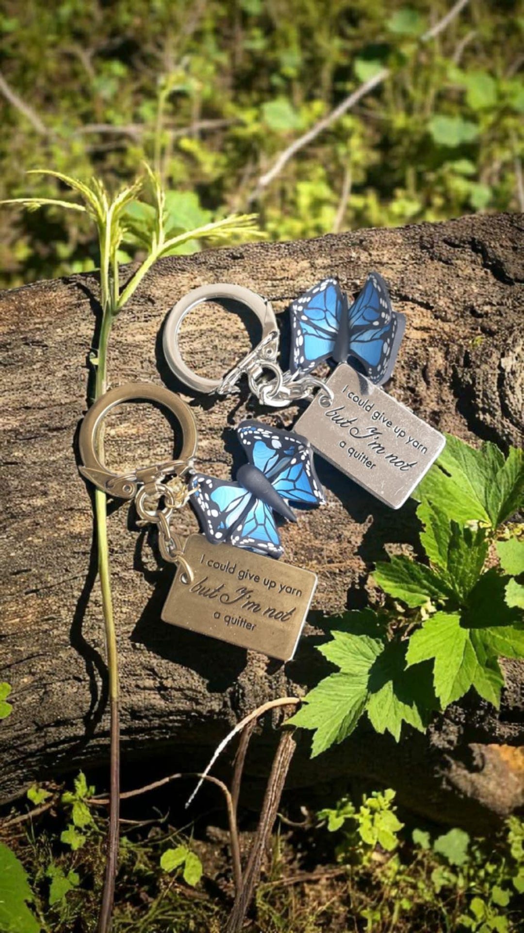 Glow in the Dark Butterfly Keychain, Blue Polymer Clay Charm, Silver or ...