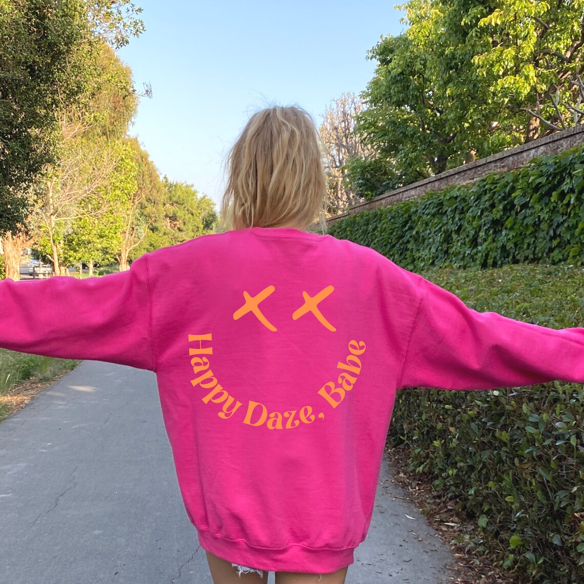 Y2K Sweatshirt Preppy Clothes Aesthetic Happy Daze Smiley - Etsy