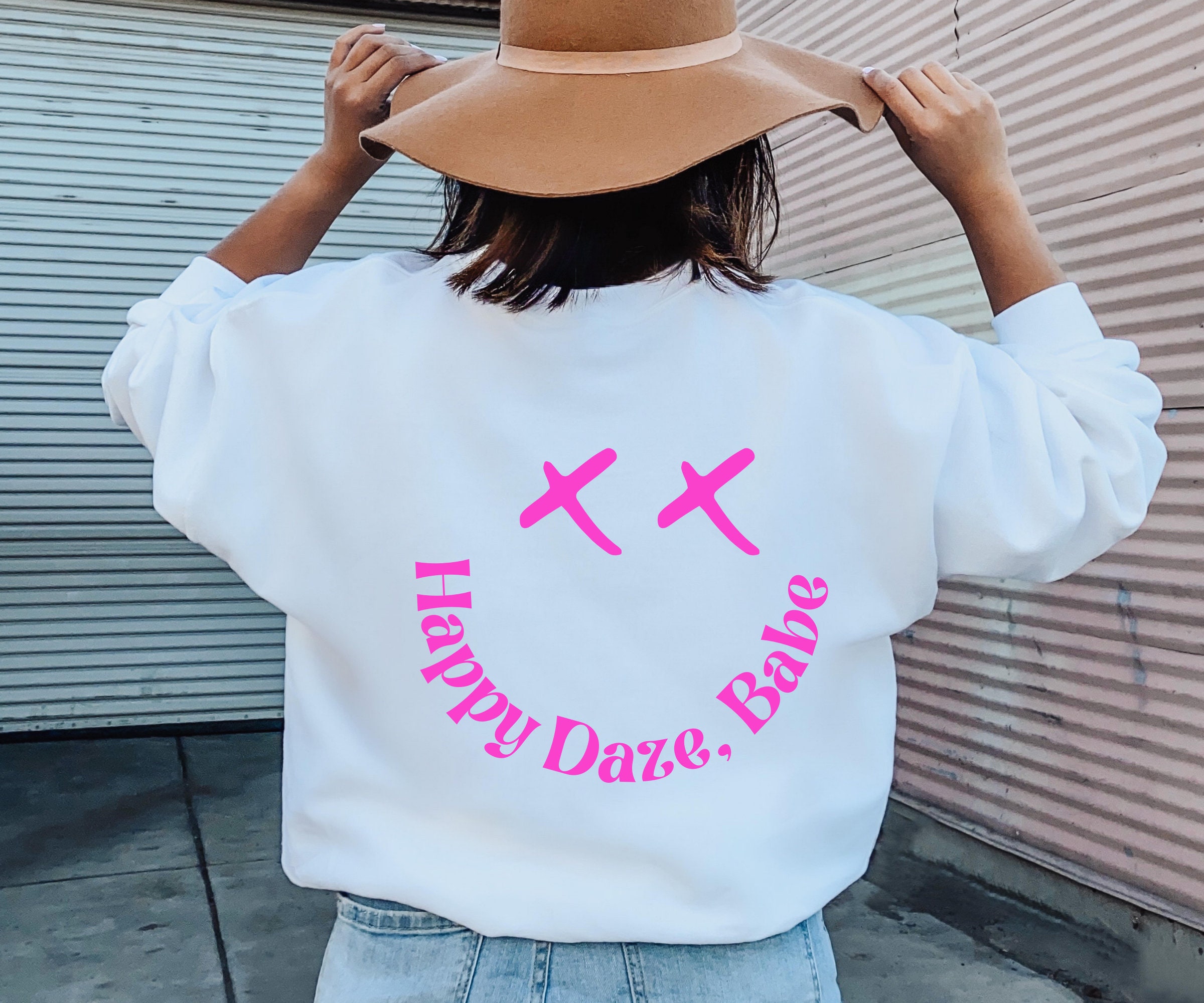 Y2K Sweatshirt Preppy Clothes Aesthetic Happy Daze Smiley - Etsy