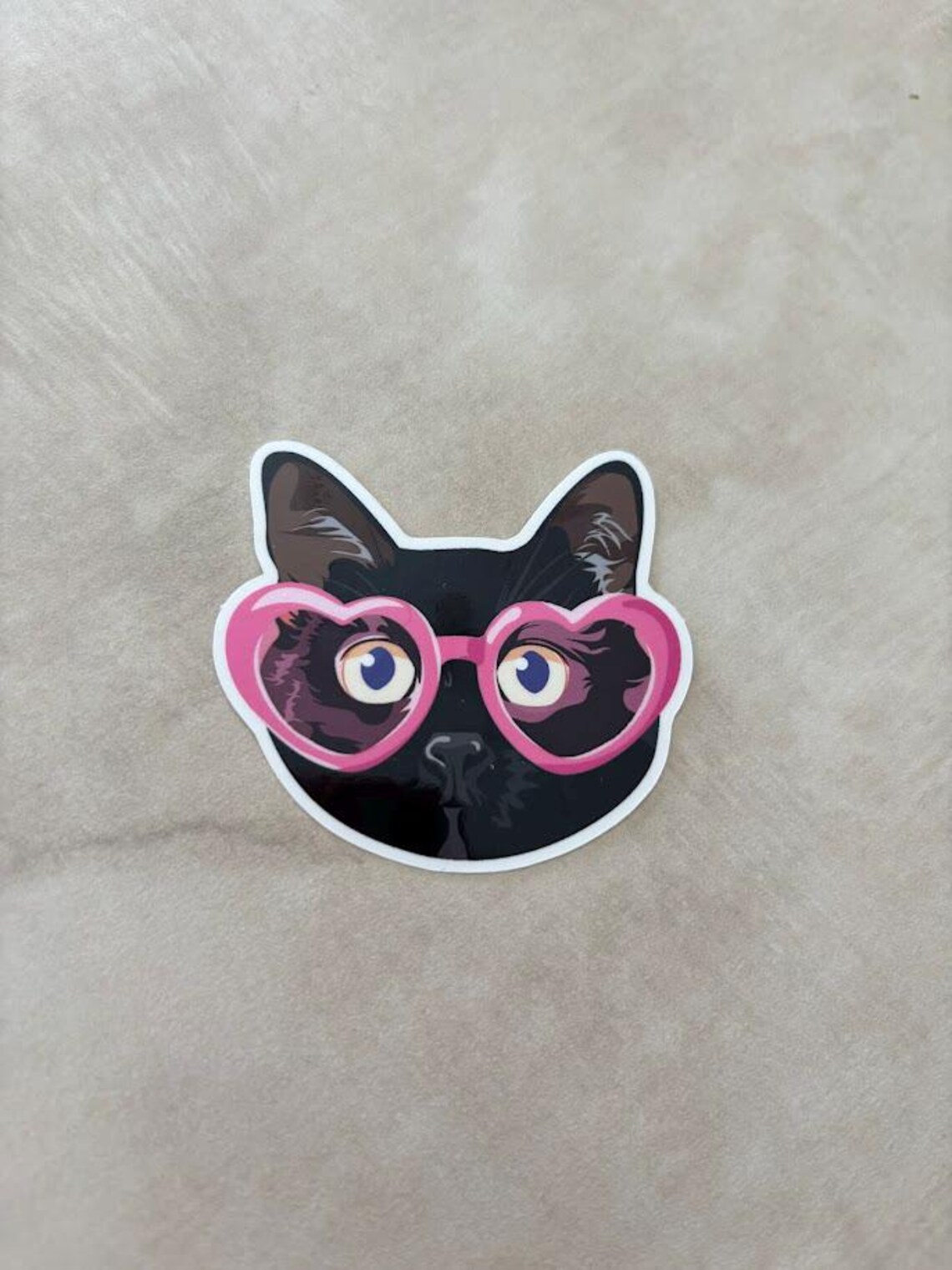 Black Cat With Heart Glasses Vinyl Sticker | Confetti Cove Original - Etsy