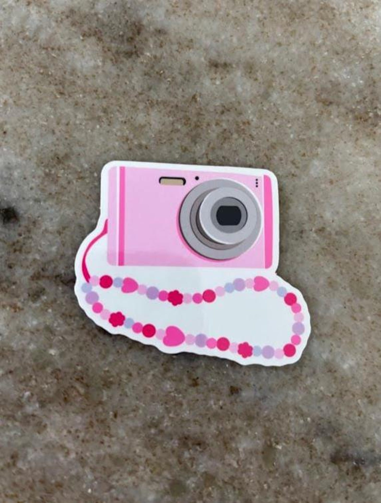 Pink Camera Vinyl Sticker | Girly Camera With Charms Sticker | Confetti ...