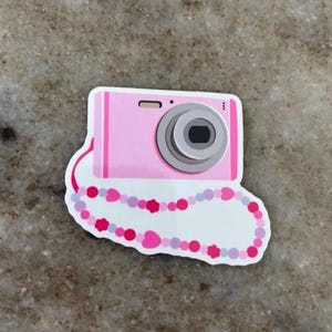 Pink Camera Vinyl Sticker | Girly Camera With Charms Sticker | Confetti ...