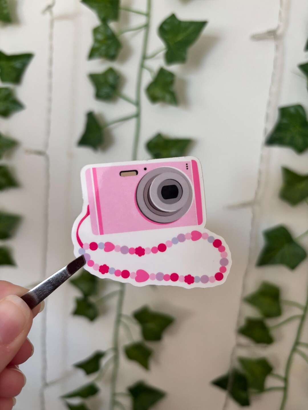 Pink Camera Vinyl Sticker | Girly Camera With Charms Sticker | Confetti ...
