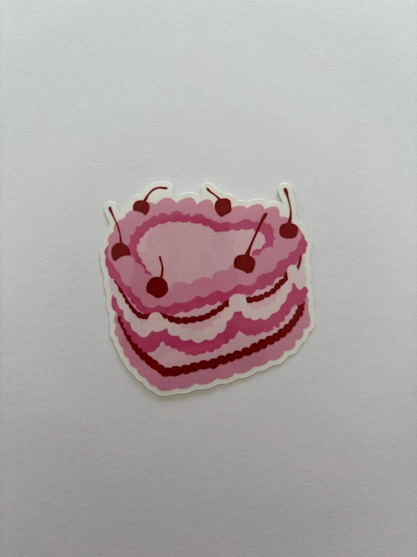 Pink Vintage Heart Cake Vinyl Sticker | Cute Dessert Sticker | Birthday ...