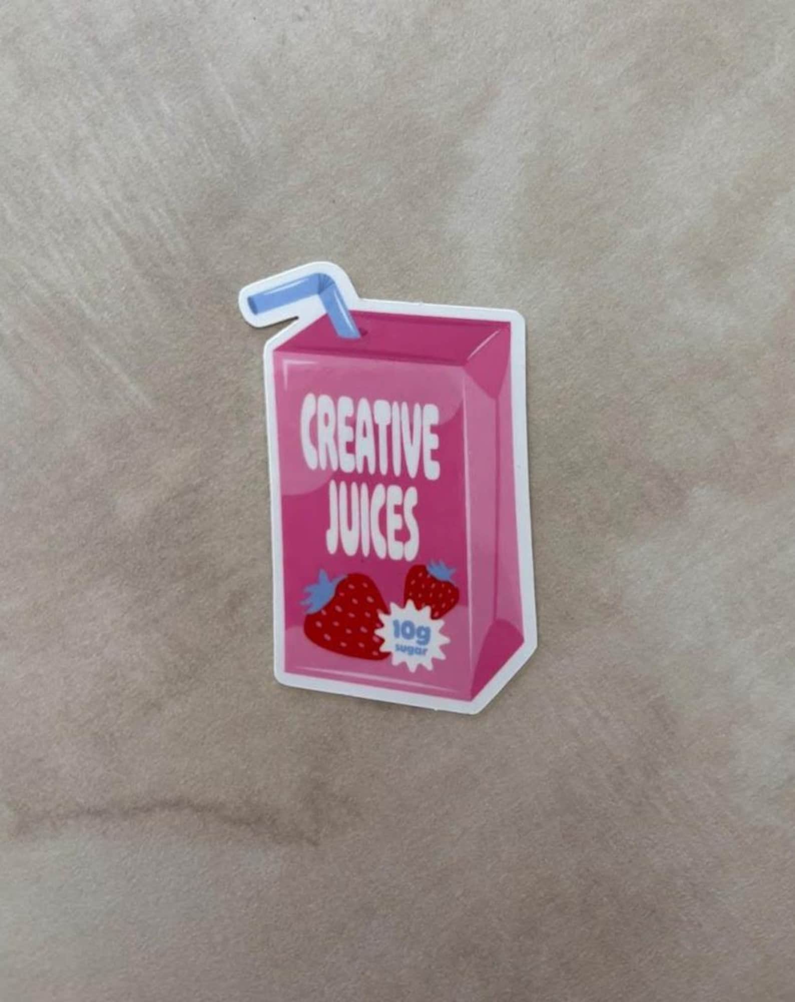 Creative Juices Juice Box Vinyl Sticker | Pink Juice Box Sticker | Cute ...