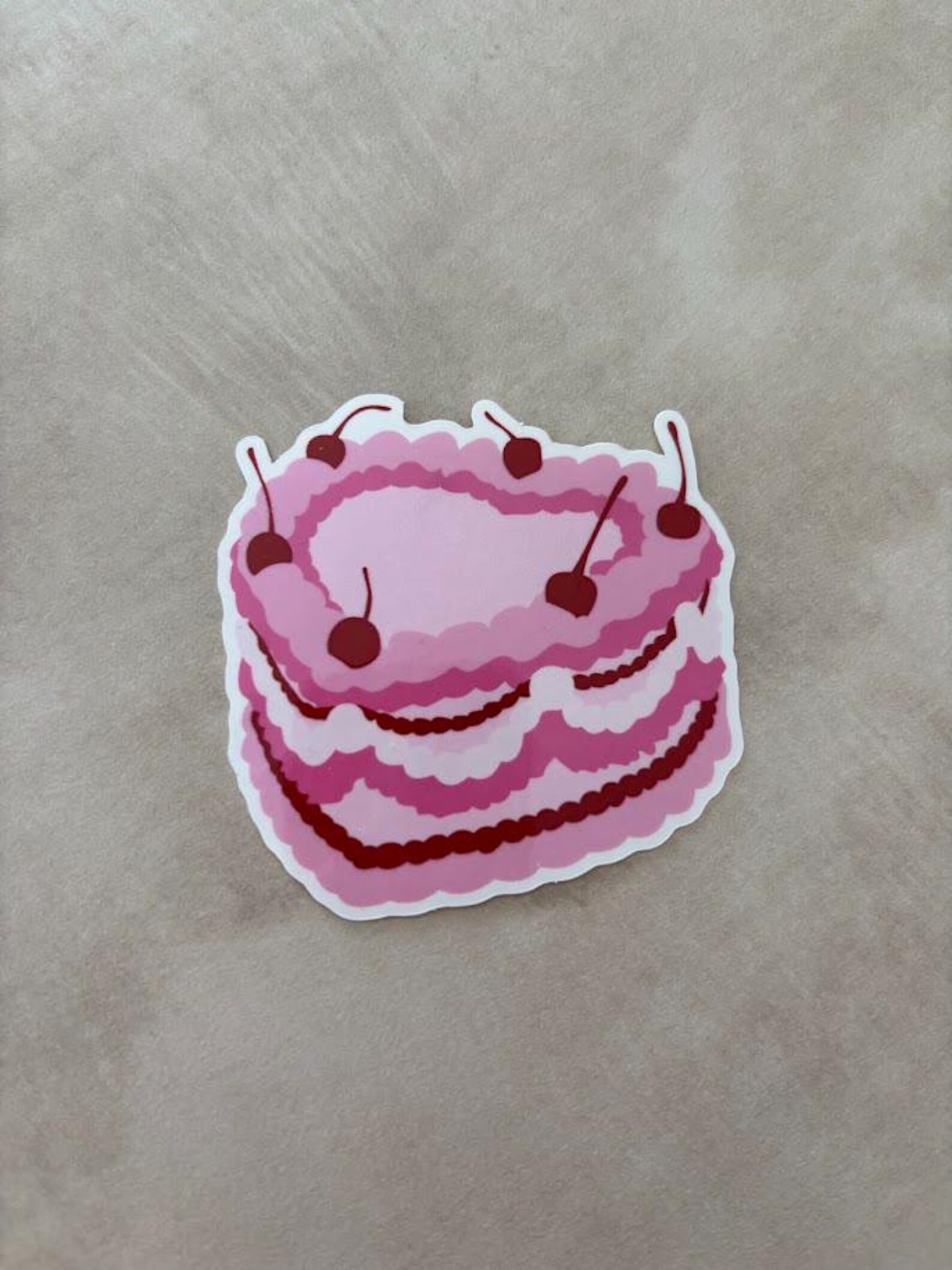 Pink Vintage Heart Cake Vinyl Sticker | Cute Dessert Sticker | Birthday ...